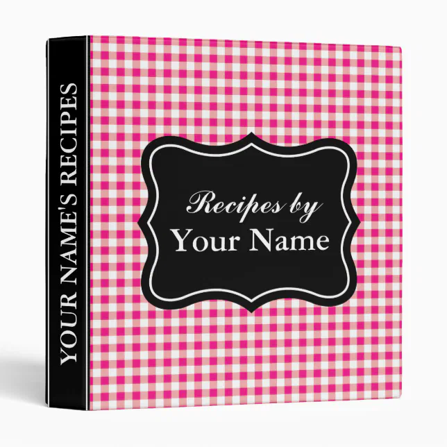 Red Gingham recipe binder | personalized cook book | Zazzle