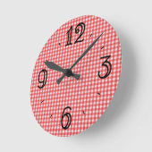 Red Gingham Wall Clock | Zazzle