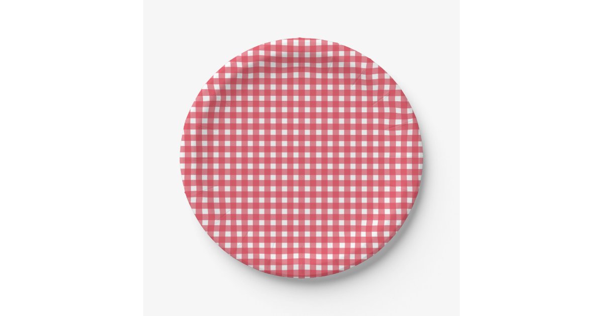 Red Gingham Western Party Paper Plates | Zazzle