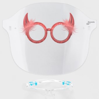 Red Glasses,Devil Horns Face Shield | Zazzle
