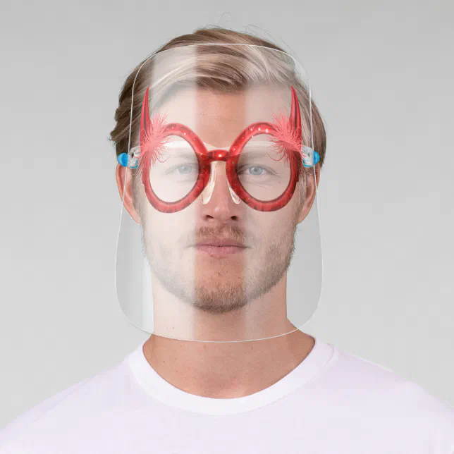 Red Glasses,Devil Horns Face Shield | Zazzle