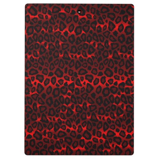 Red Glitter and Leopard Skin Design Clipboard | Zazzle
