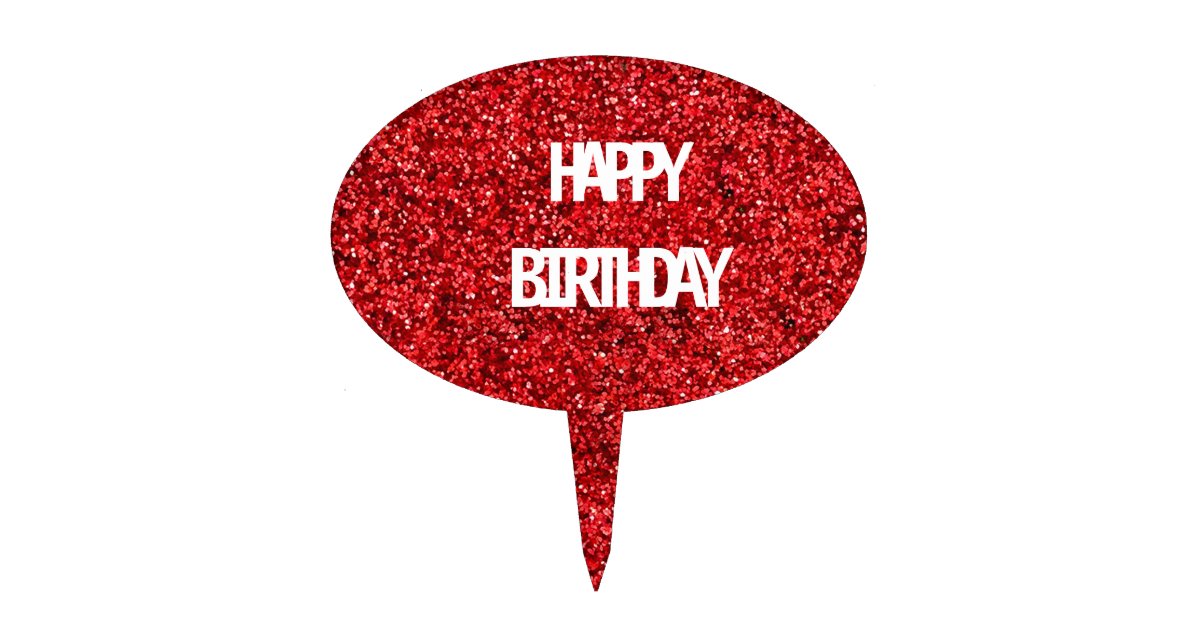 Red Glitter Birthday Cake Topper | Zazzle