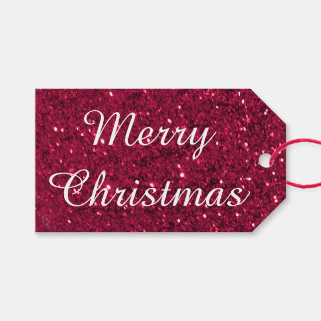 Red Glitter Christmas Gift Tags | Zazzle