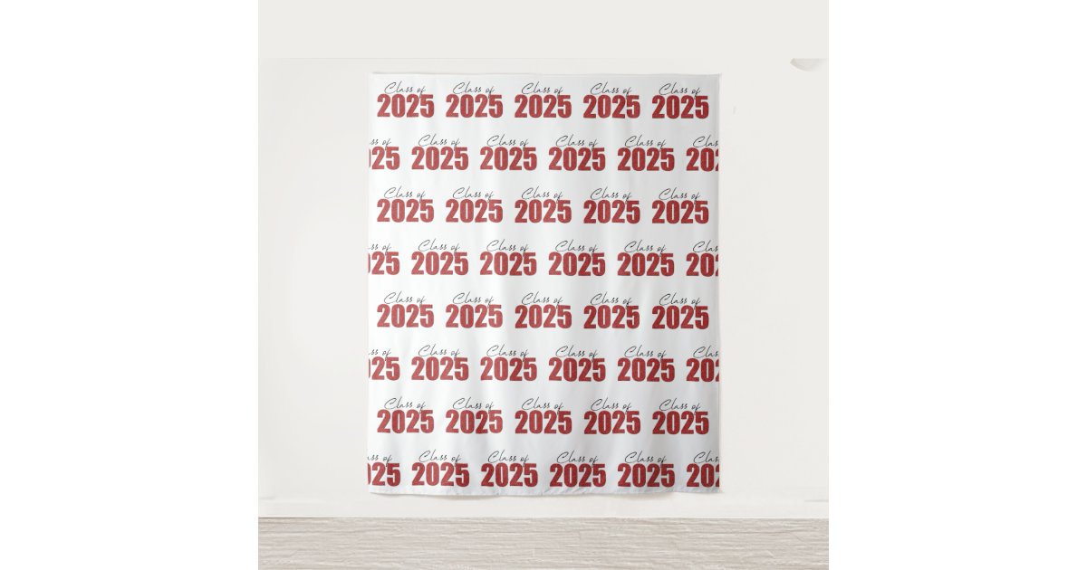 Red Glitter Class of 2025 Photo Backdrop | Zazzle