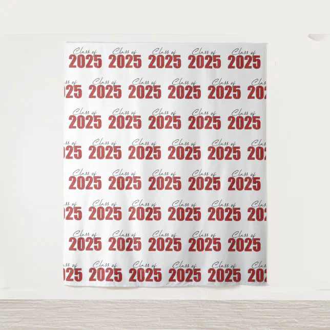 Red Glitter Class of 2025 Photo Backdrop | Zazzle
