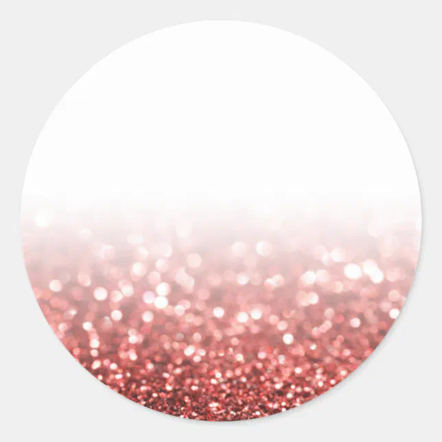 Red Glitter Custom Trendy Classic Round Sticker | Zazzle