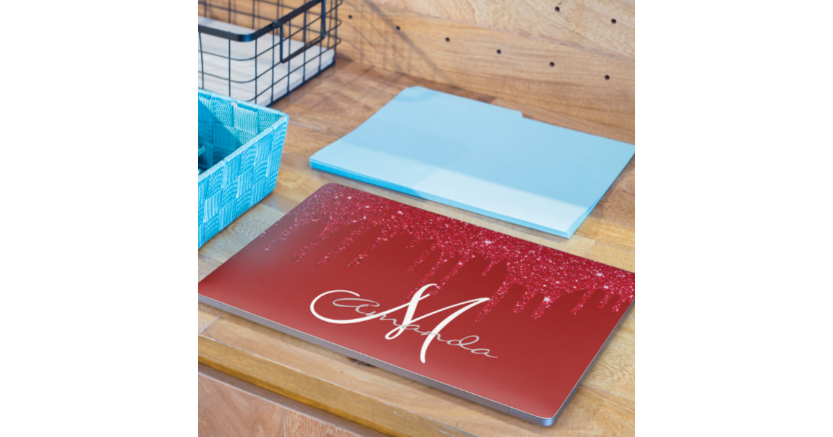 Red Glitter Drips Personalized Monogram Hp Laptop Skin Zazzle