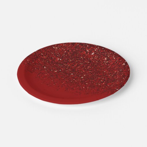 Red Glitter Glam Sparkle Elegant Chic Party Paper Plates | Zazzle