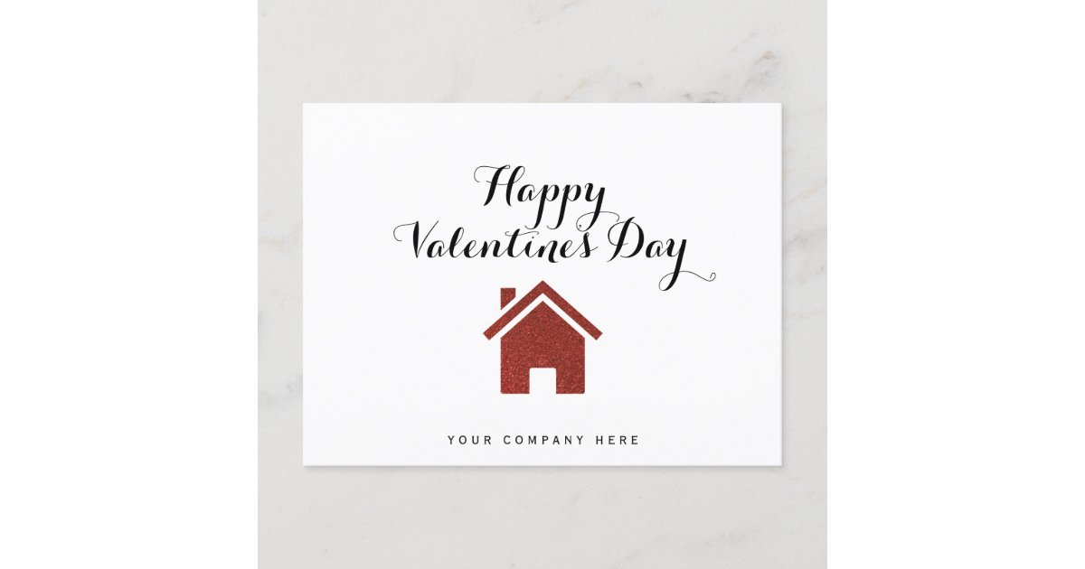 Red Glitter Happy Valentine's Day Realty Postcard | Zazzle