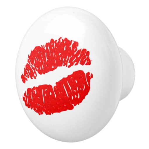 Red Glitter Kiss Lips Chic Dresser Drawer Cabinet Ceramic Knob | Zazzle