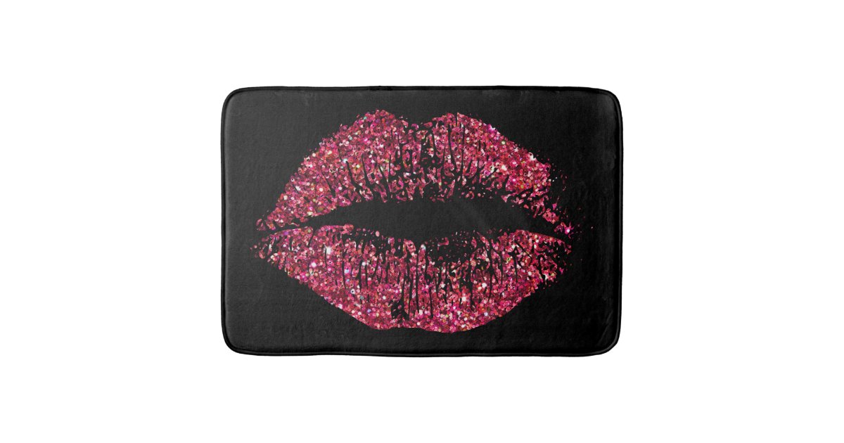 Red Glitter Lips #2 Bathroom Mat | Zazzle