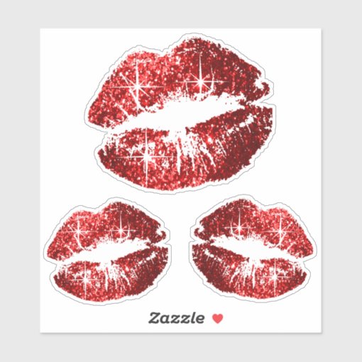 Red Glitter Lips - Kiss-Cut Sticker | Zazzle