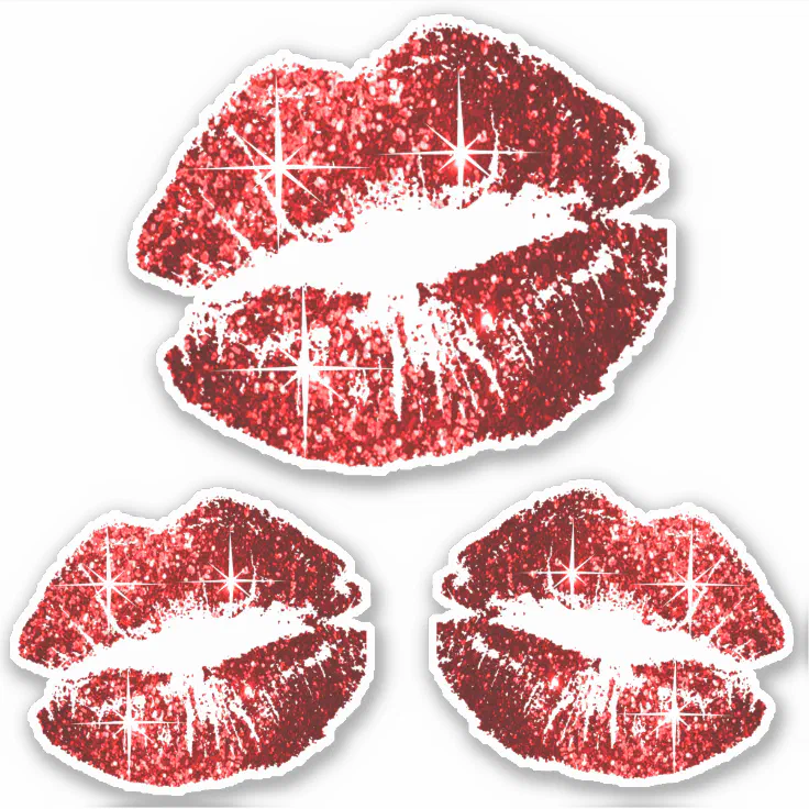Red Glitter Lips - Kiss-Cut Sticker | Zazzle