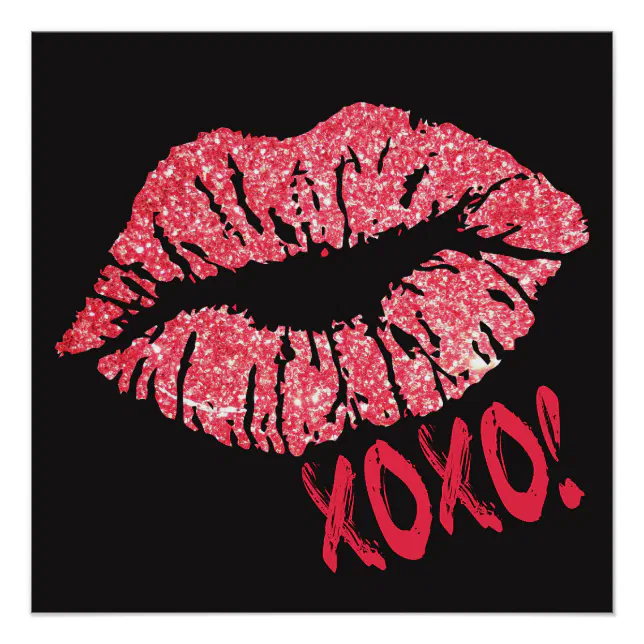 Red Glitter Lips XOXO Poster | Zazzle