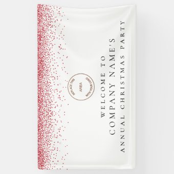 Red Glitter Logo Company Welcome Christmas Party Banner | Zazzle