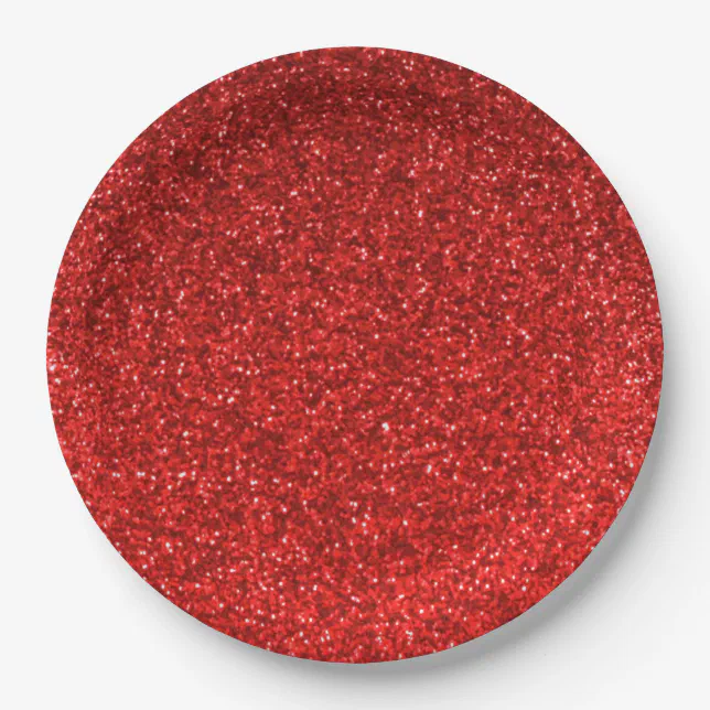 Red glitter look paper plates | Zazzle