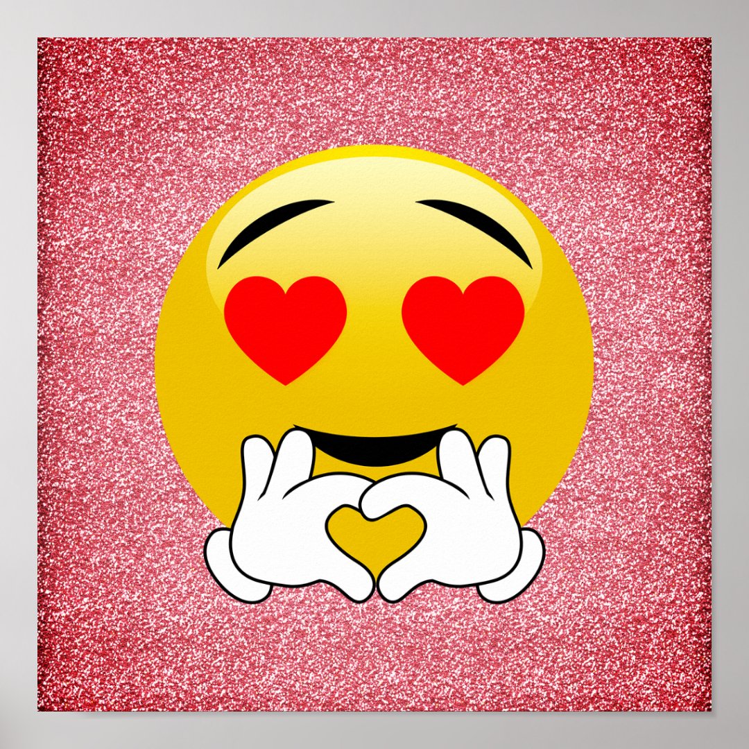 Red Glitter Love Heart Emoji Poster | Zazzle