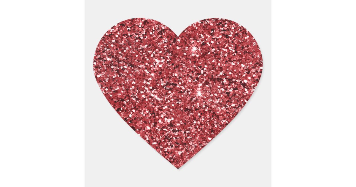 Red Glitter Sparkle Heart Sticker | Zazzle