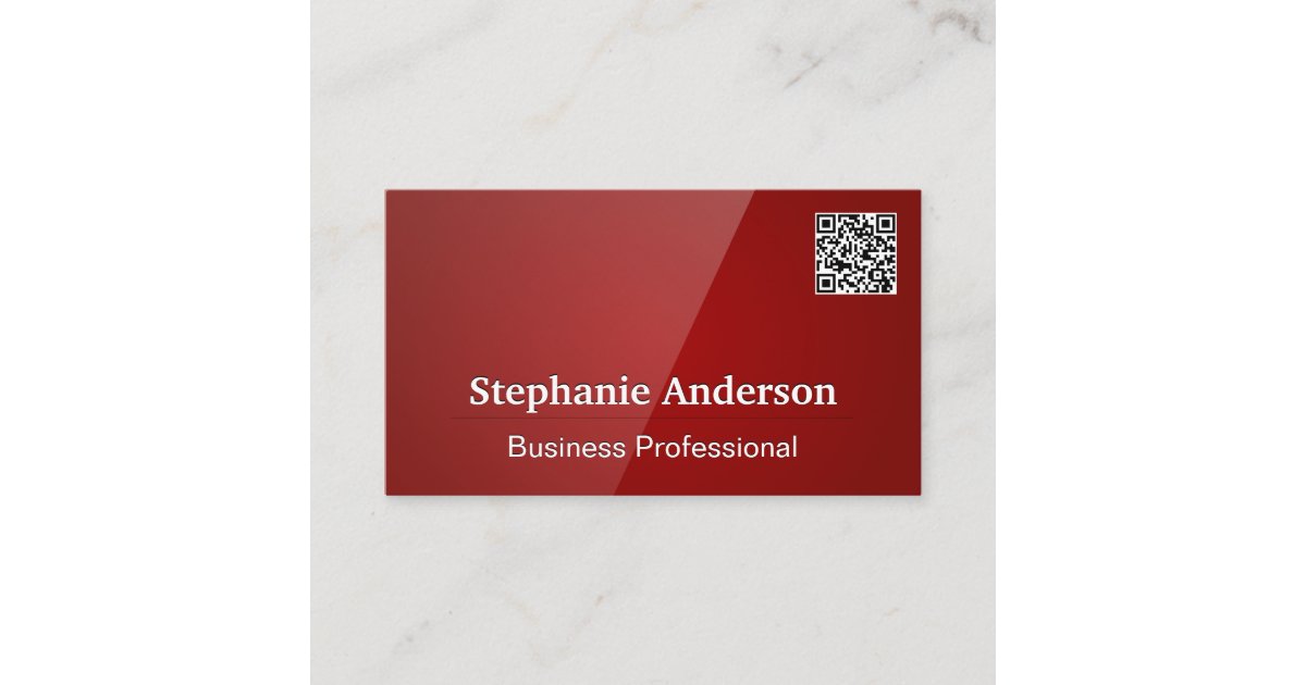 Red Glossy | QR Code Business Card | Zazzle