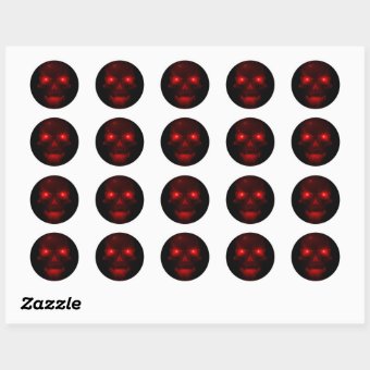 Red Glowing Skull Classic Round Sticker | Zazzle