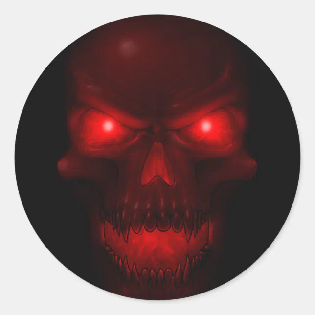 Red Glowing Skull Classic Round Sticker | Zazzle