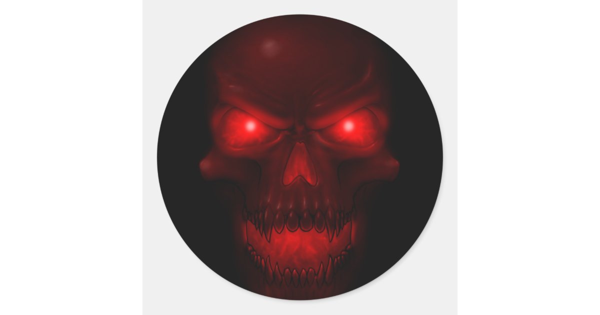 Red Glowing Skull Classic Round Sticker | Zazzle