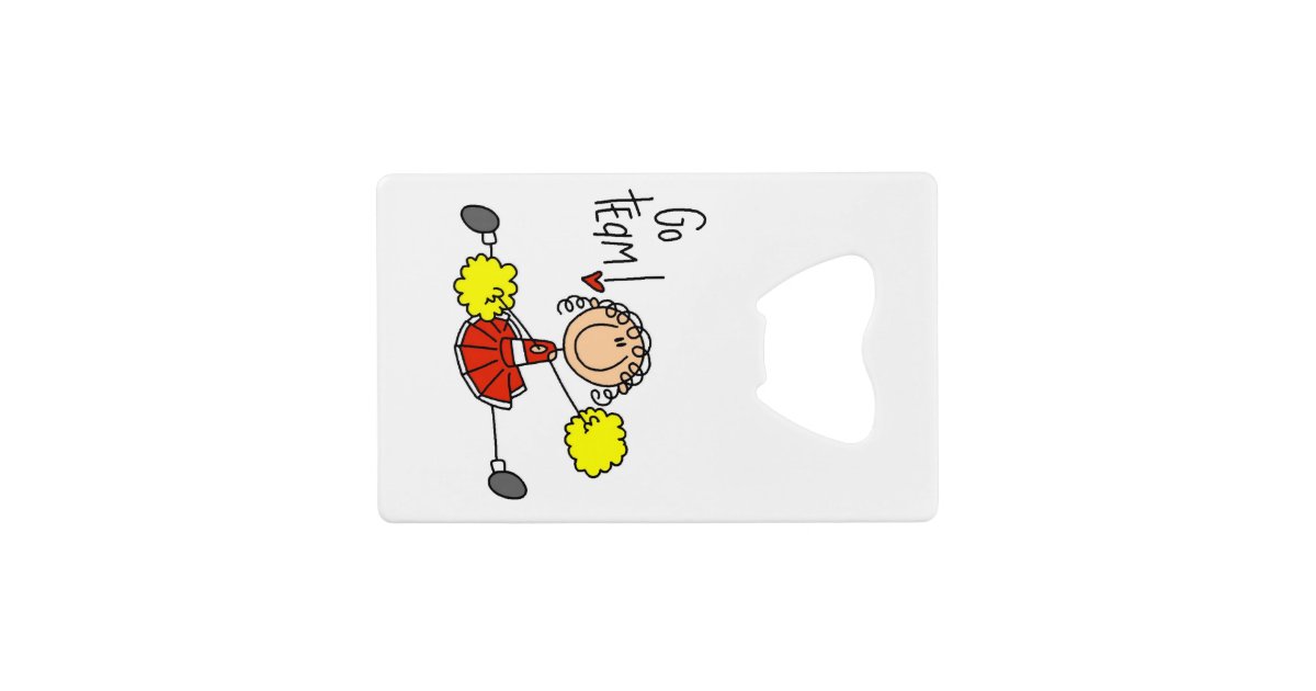 Red Go Team Cheerleader Credit Card Bottle Opener | Zazzle