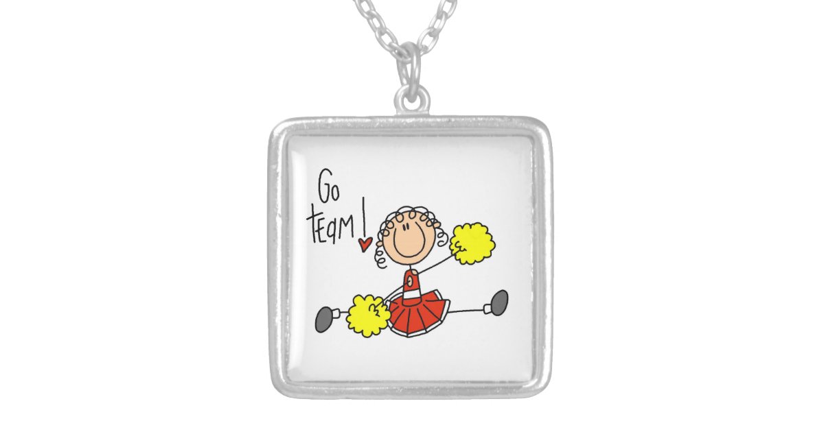 Red Go Team Cheerleader Silver Plated Necklace | Zazzle