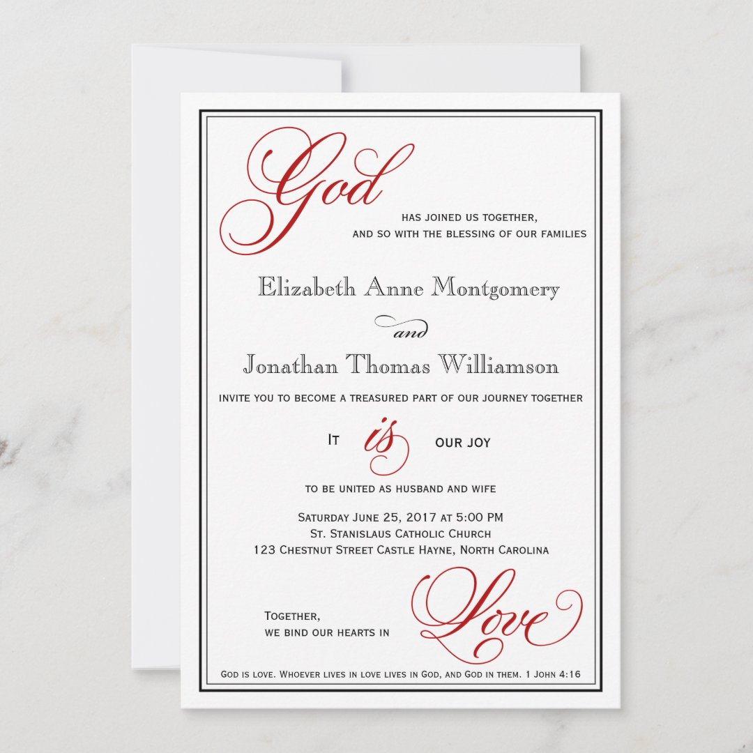 Red God is Love Christian Wedding Invitations | Zazzle
