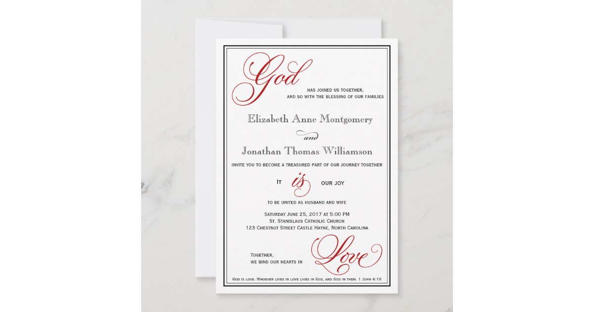 Red God is Love Christian Wedding Invitations | Zazzle