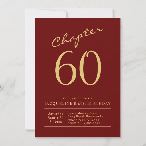 Red Gold 60th Birthday Party Invitation | Zazzle