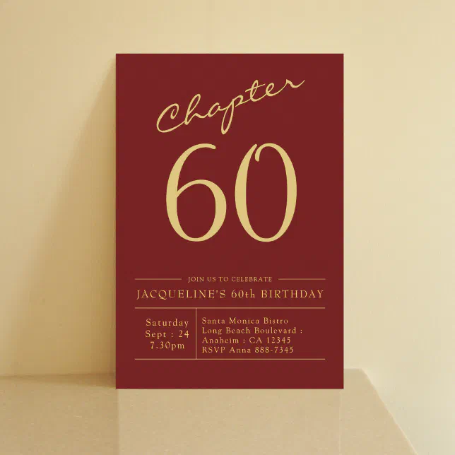 Red Gold 60th Birthday Party Invitation | Zazzle