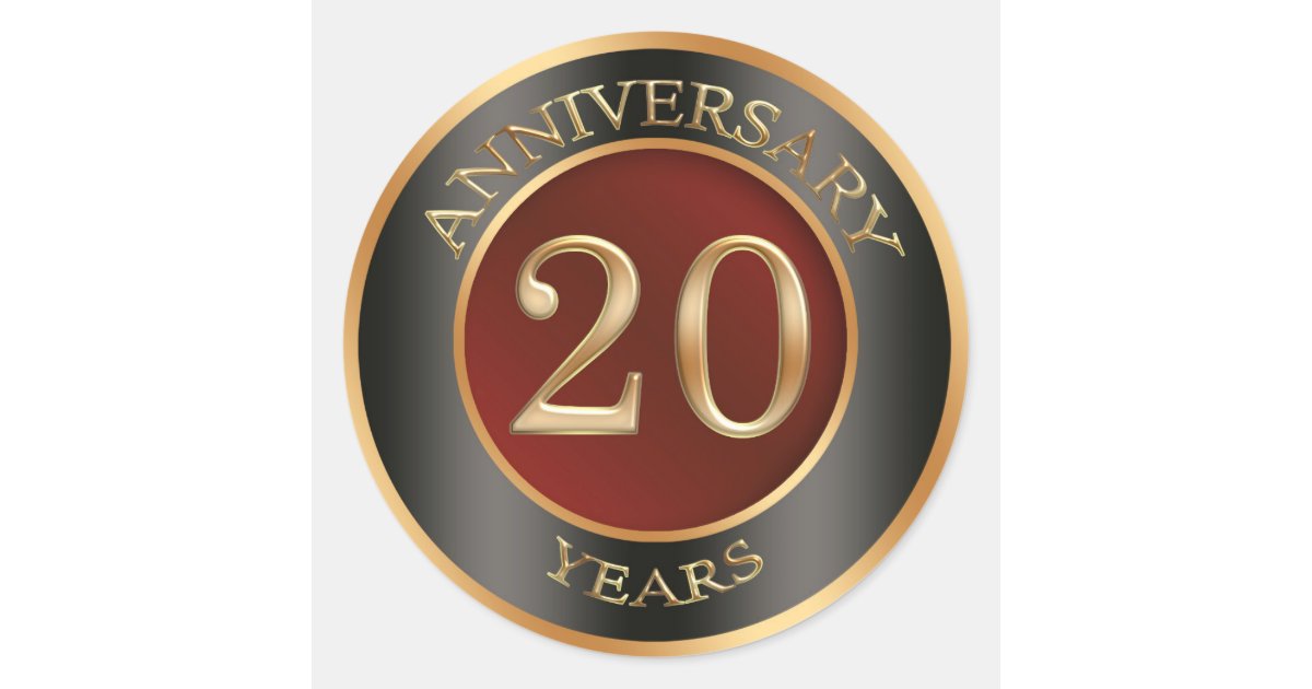 Red, gold, black 20th Wedding Anniversary Sticker | Zazzle