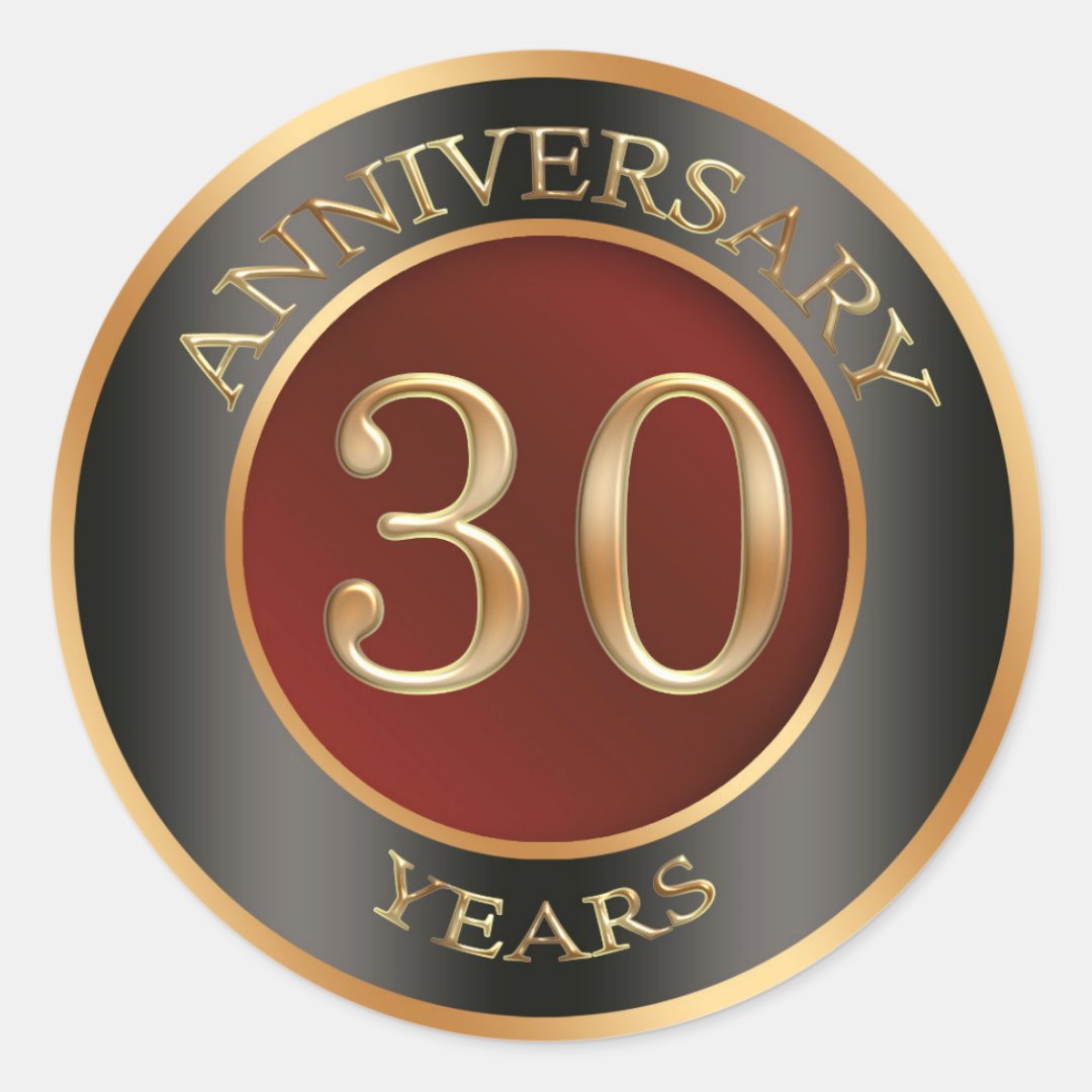 Red, gold, black 30th Wedding Anniversary Sticker | Zazzle
