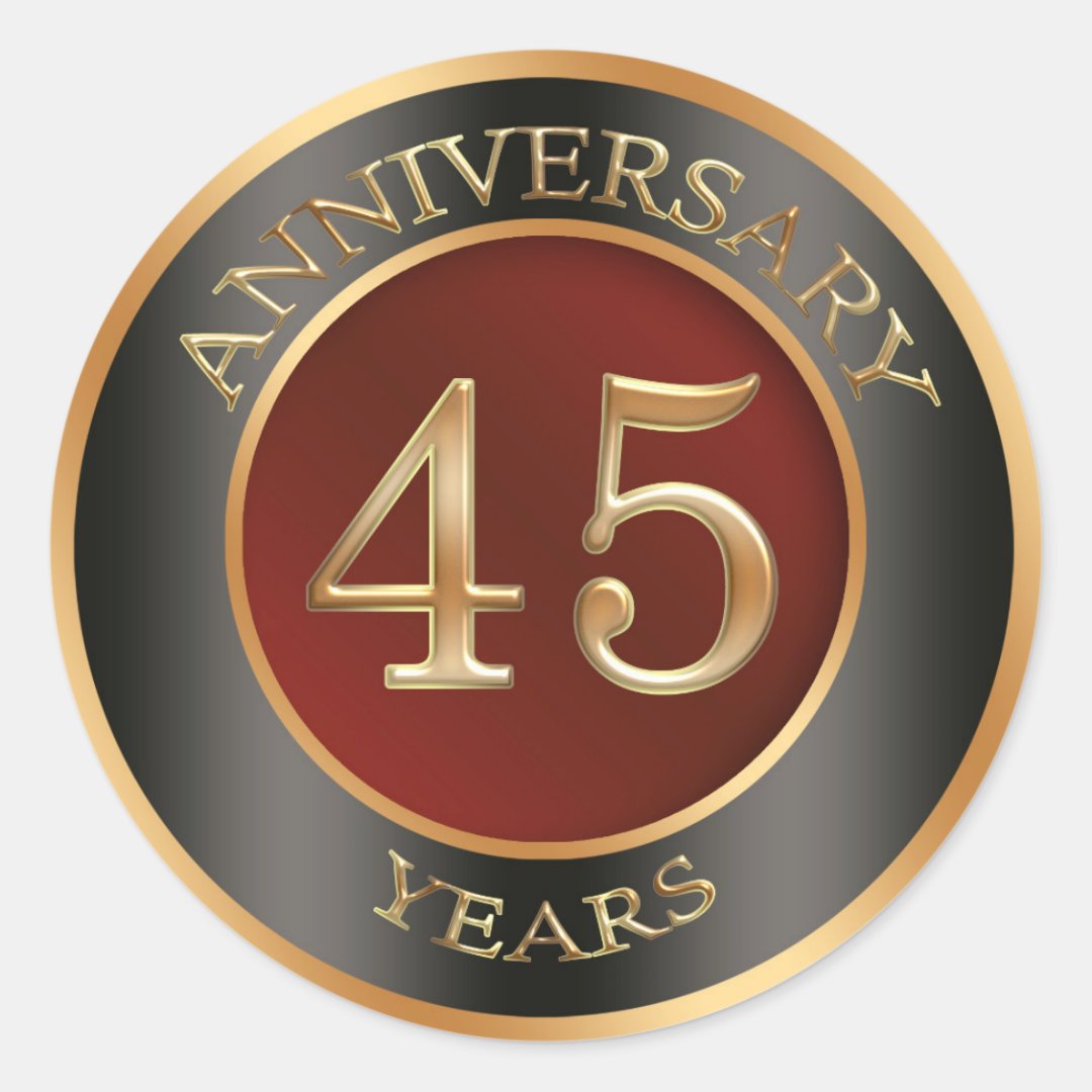 Red, gold, black 45th Wedding Anniversary Sticker | Zazzle