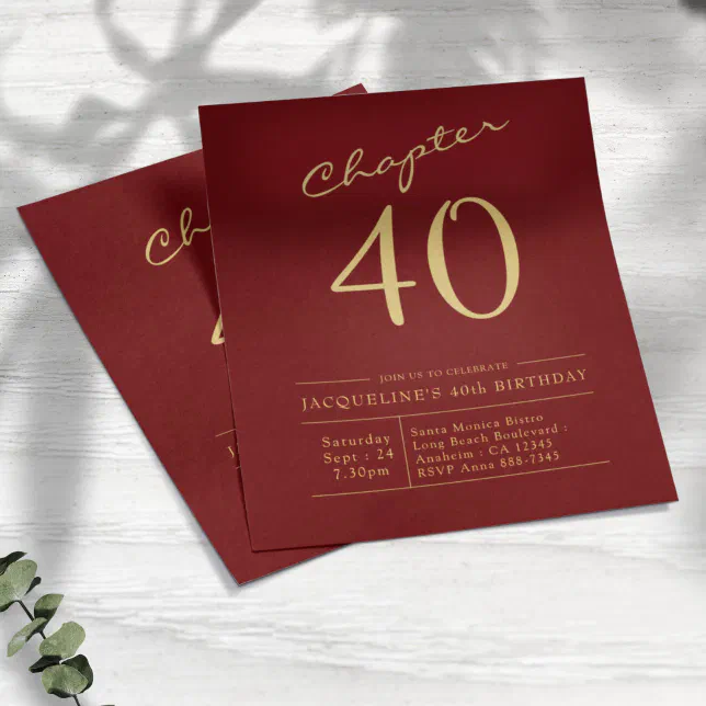 Red Gold Budget 40th Birthday Invitation Flyer Zazzle