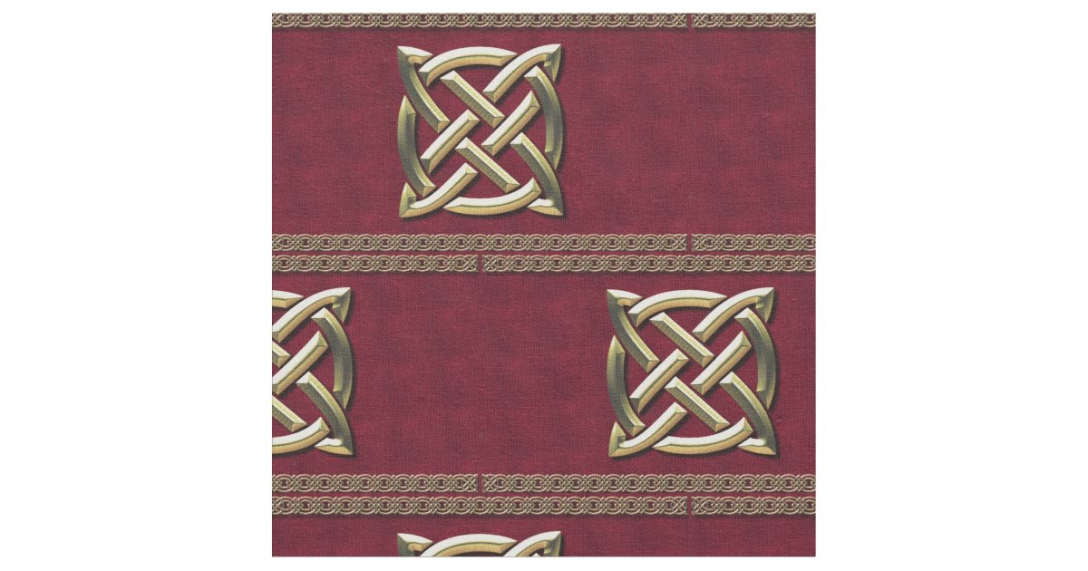 Red & Gold Celtic Knot Fabric | Zazzle