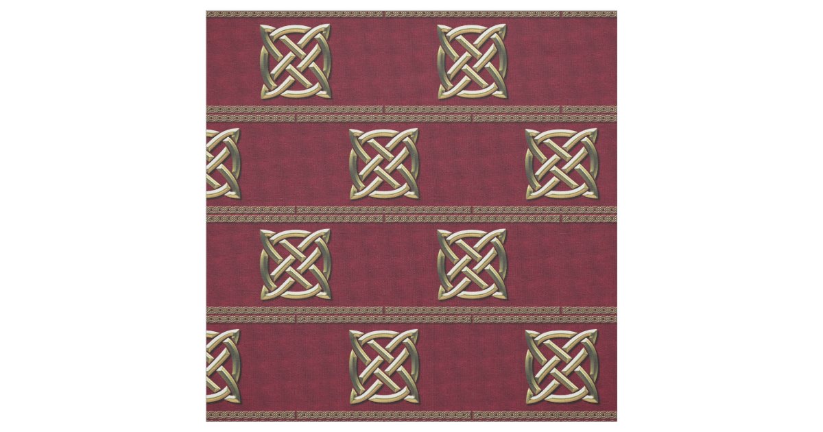 Red & Gold Celtic Knot Fabric | Zazzle