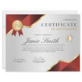 Red Gold Certificate Of Achievement Award | Zazzle