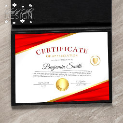 Red & Gold Certificate of Appreciation Award | Zazzle