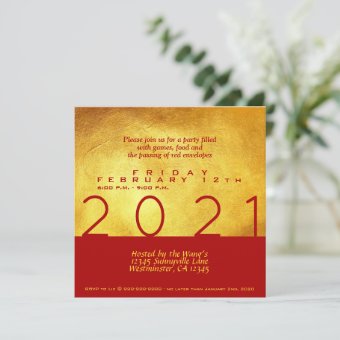 Red Gold Chinese Ox paper-cut 2021 Party Sq Inv Invitation | Zazzle