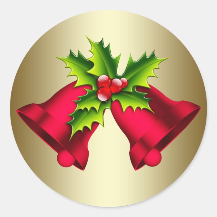 Red Gold Christmas Bells Stickers | Zazzle.com