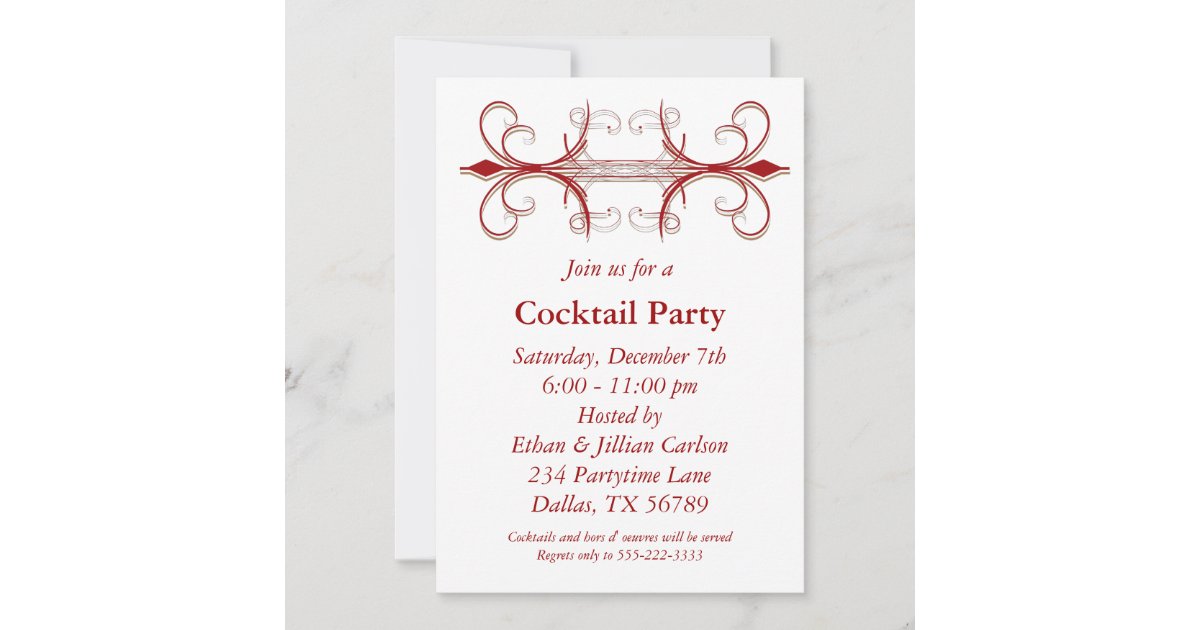 Red & Gold Cocktail Party Invitations | Zazzle