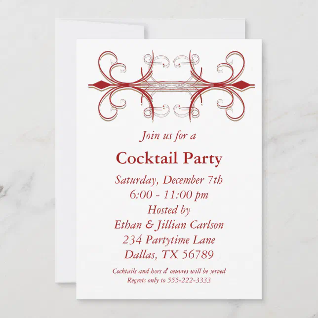 Red & Gold Cocktail Party Invitations | Zazzle