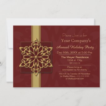 red Gold Corporate holiday party invitation | Zazzle