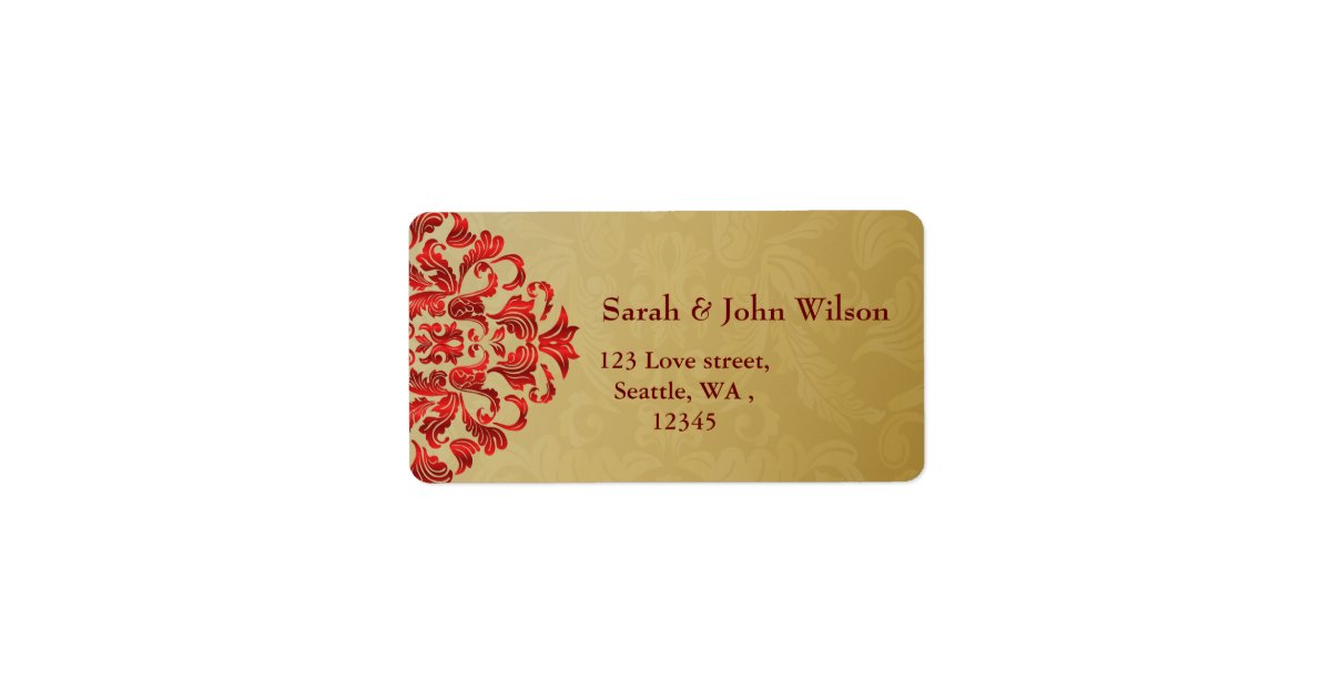 red gold elegance return address label | Zazzle