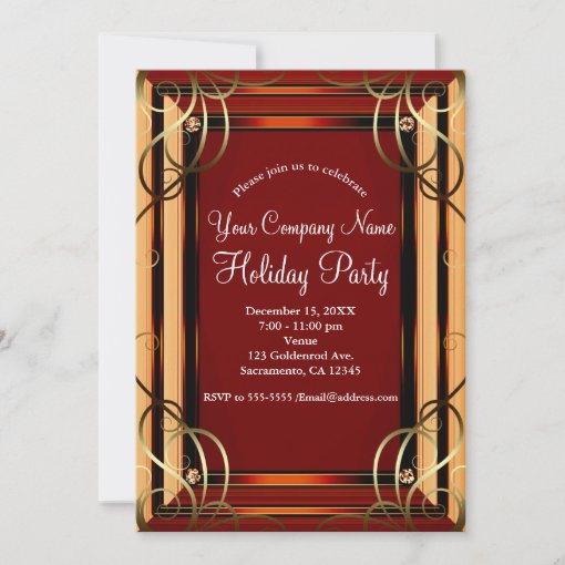 Red & Gold Elegant Company Corporate Holiday Party Invitation | Zazzle