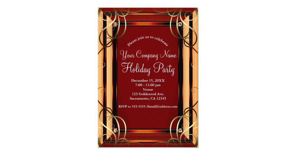 Red & Gold Elegant Company Corporate Holiday Party Invitation | Zazzle.com