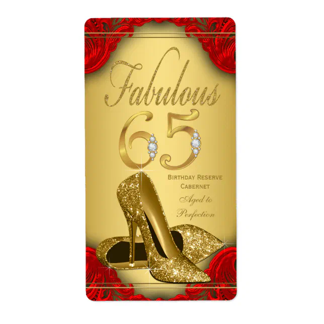 Red Gold Fabulous 65 Wine Bottle Labels | Zazzle